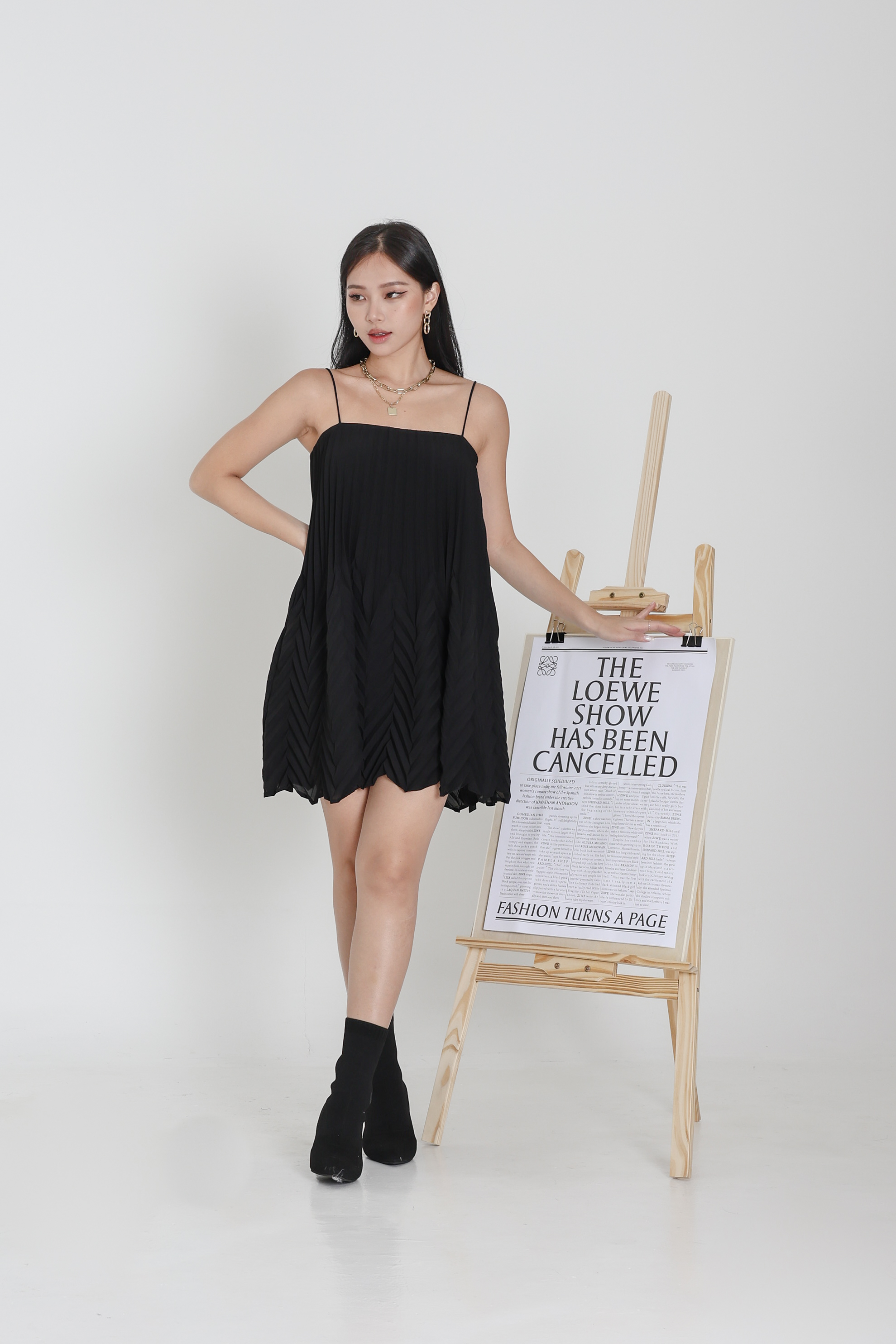 *TPZ* BARBIE PLEATED DRESS ROMPER *WITH DETACHABLE SHORTS* IN BLACK ...