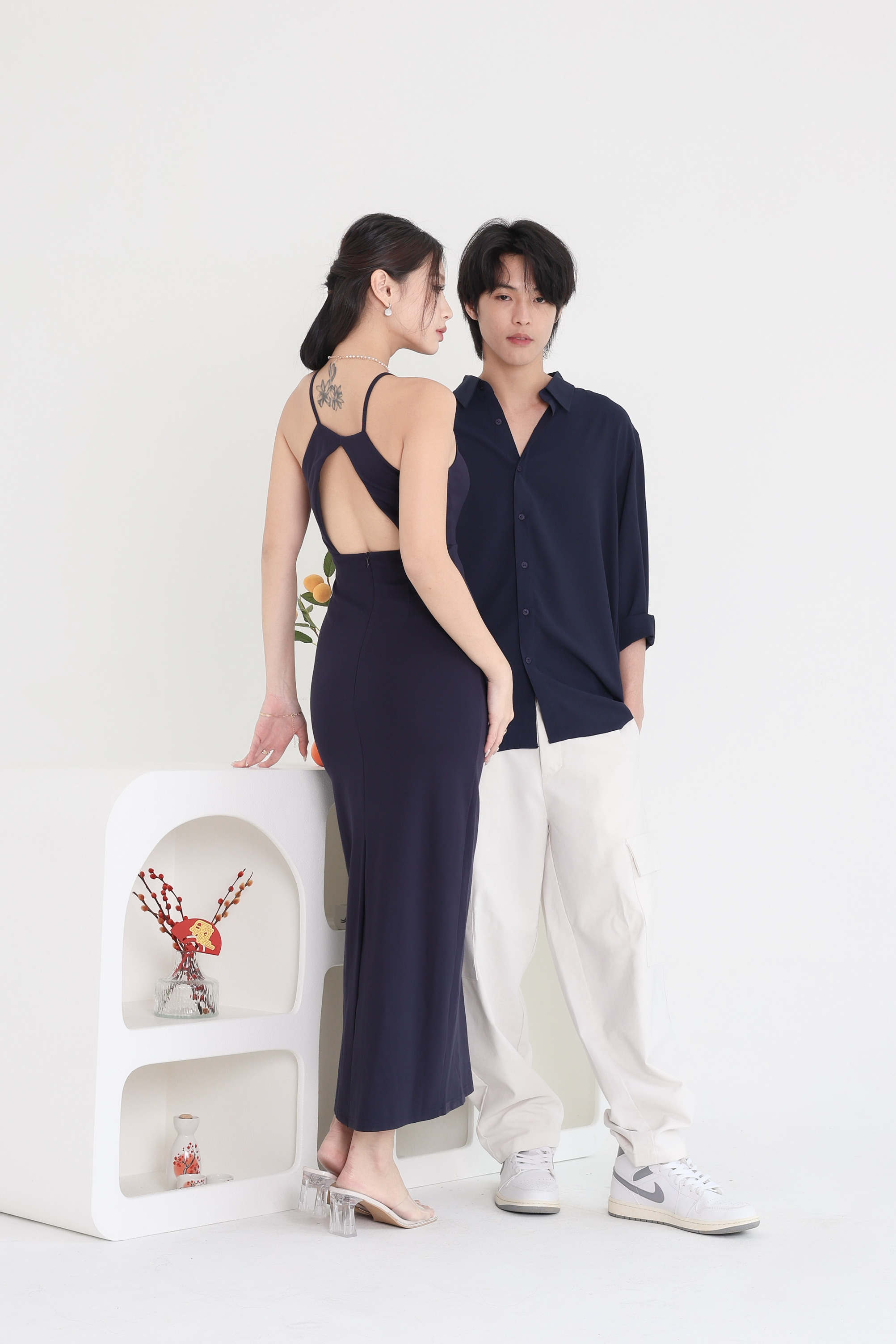 *TPZ* UPSCALE OPEN BACK MAXI DRESS IN MIDNIGHT NAVY | TOPAZETTE