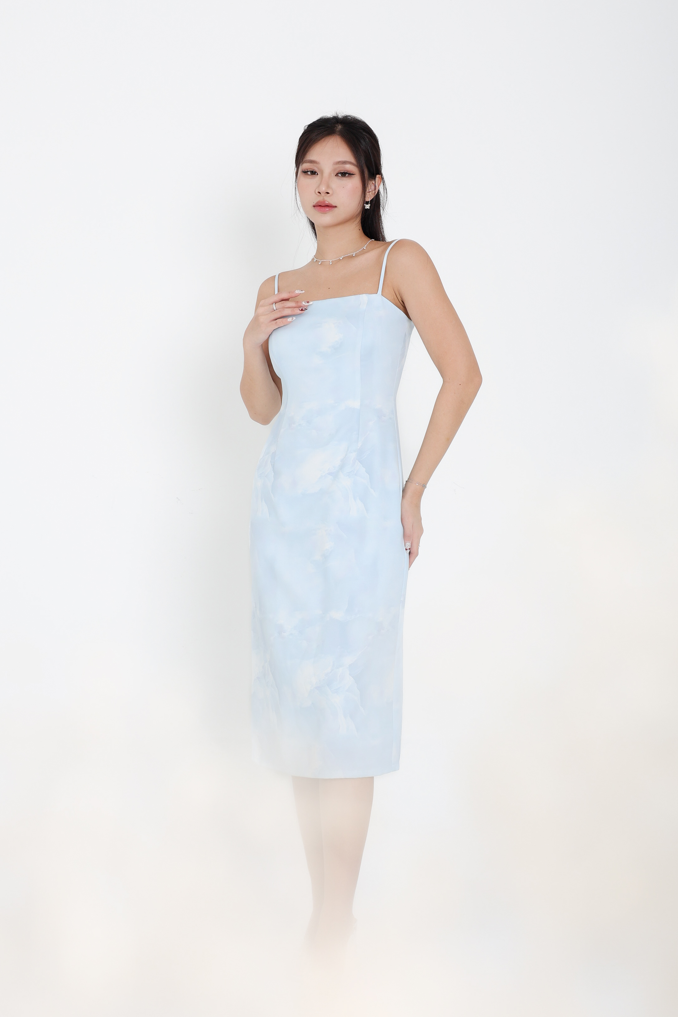 *TPZ* IN THE SKIES OPEN BACK MIDI DRESS IN CLOUD OMBRE | TOPAZETTE