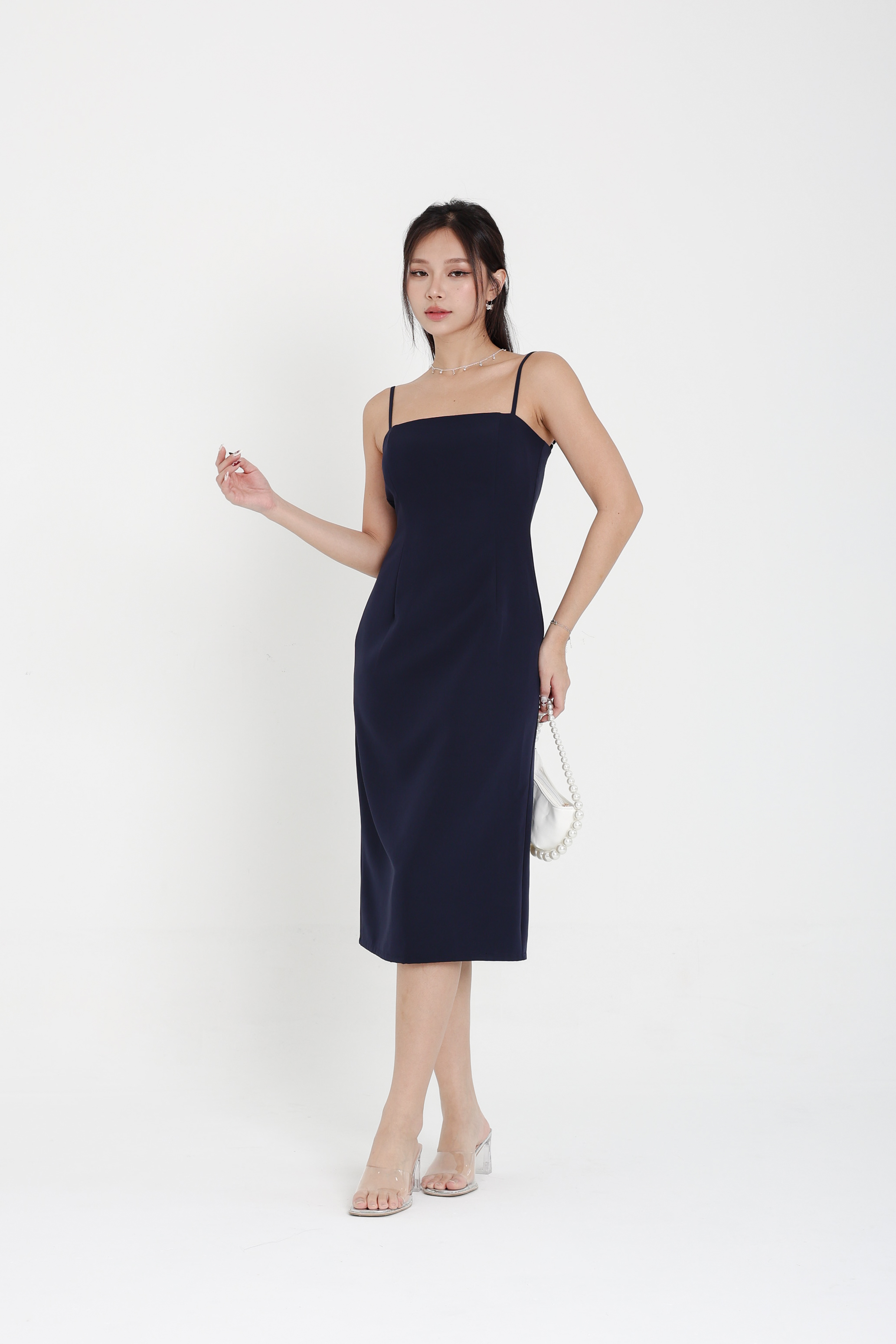*TPZ* IN THE SKIES OPEN BACK MIDI DRESS IN NAVY | TOPAZETTE