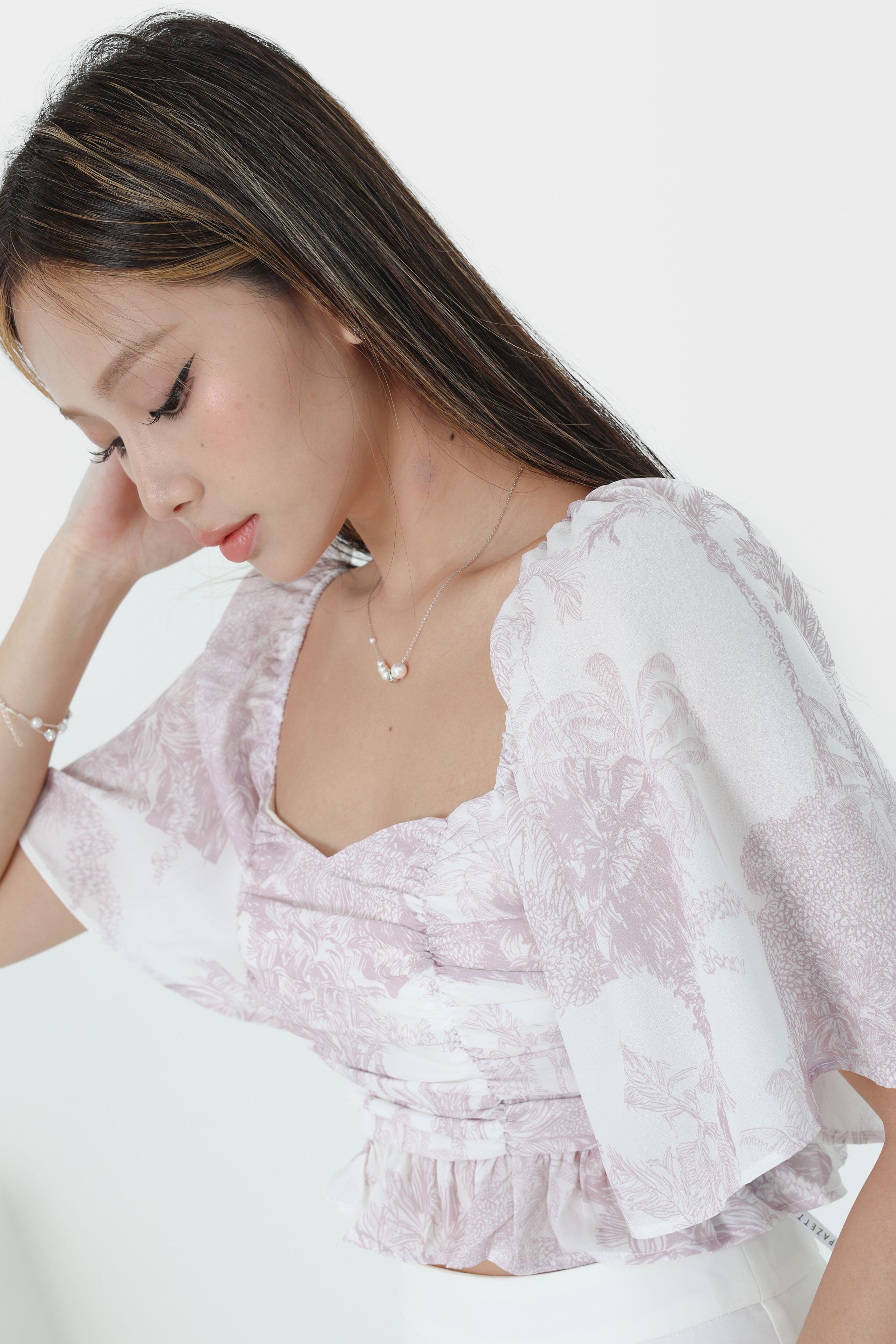 *TPZ* DESTINY FLUTTER SLEEVES TOP IN LILAC PINK TOILE | TOPAZETTE