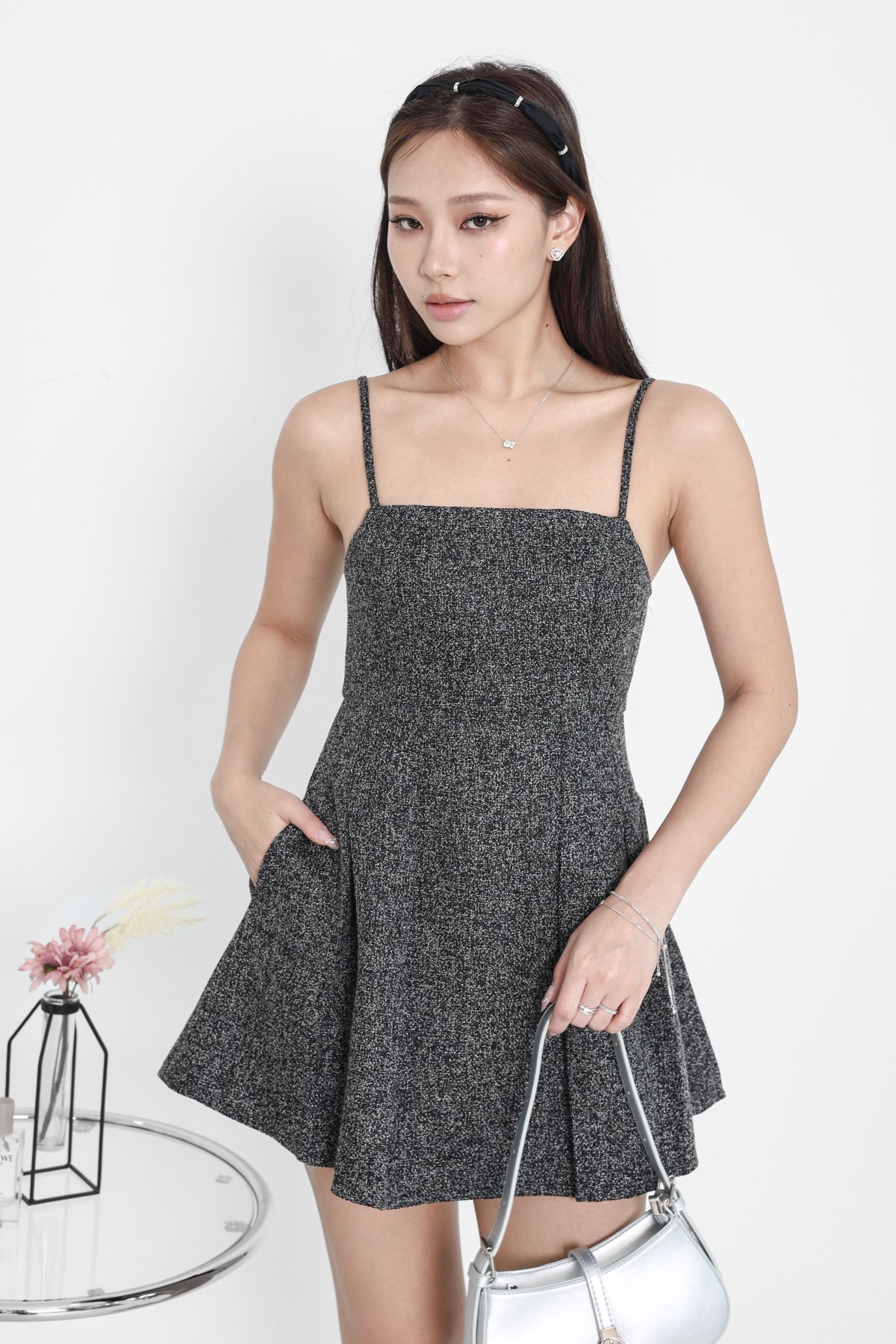 *TPZ* ICON TWEED DRESS ROMPER IN BLACK | TOPAZETTE