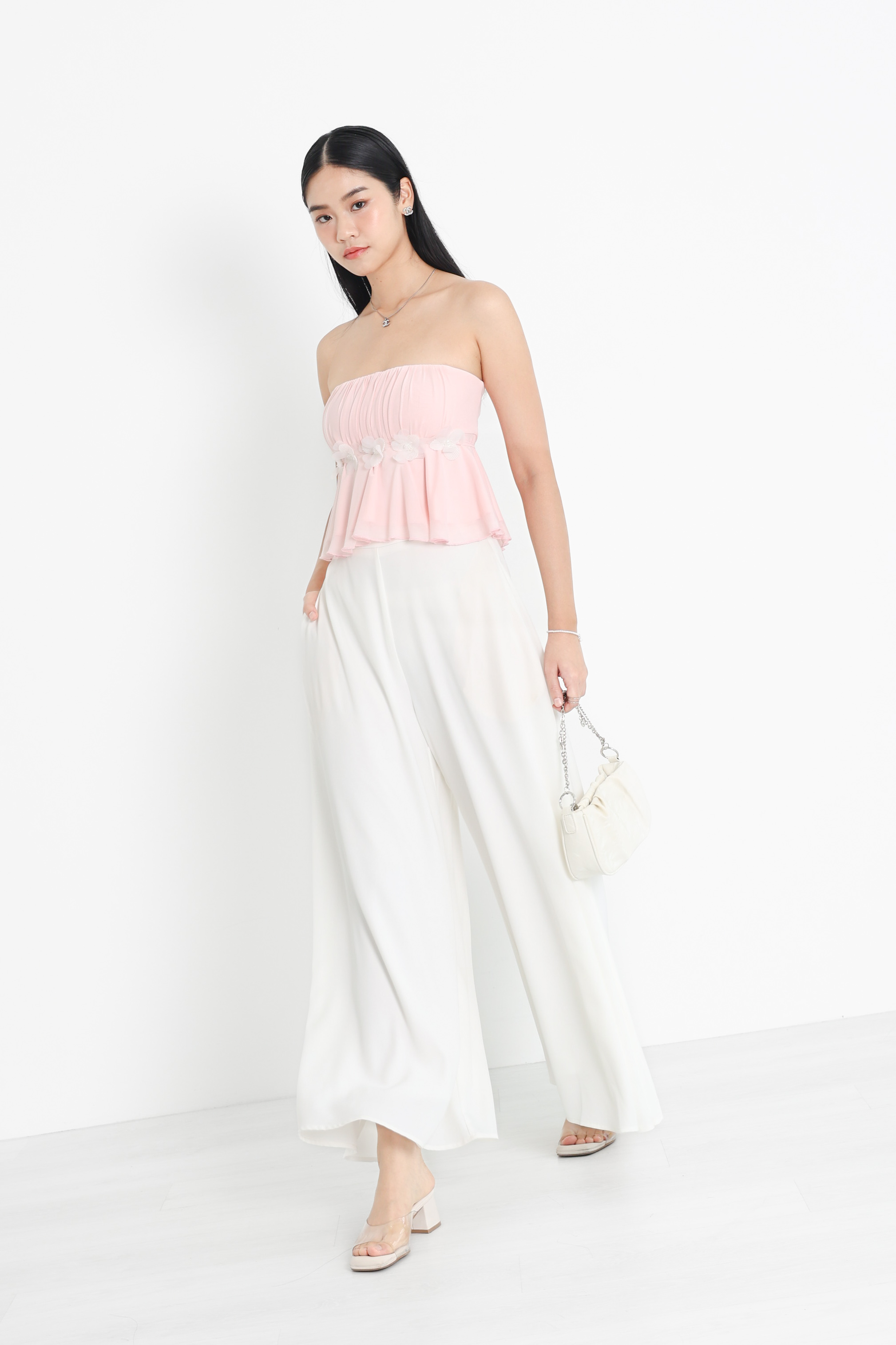 *TPZ* ZETTA HIGH WAISTED PANTS (PETITE) IN WHITE | TOPAZETTE