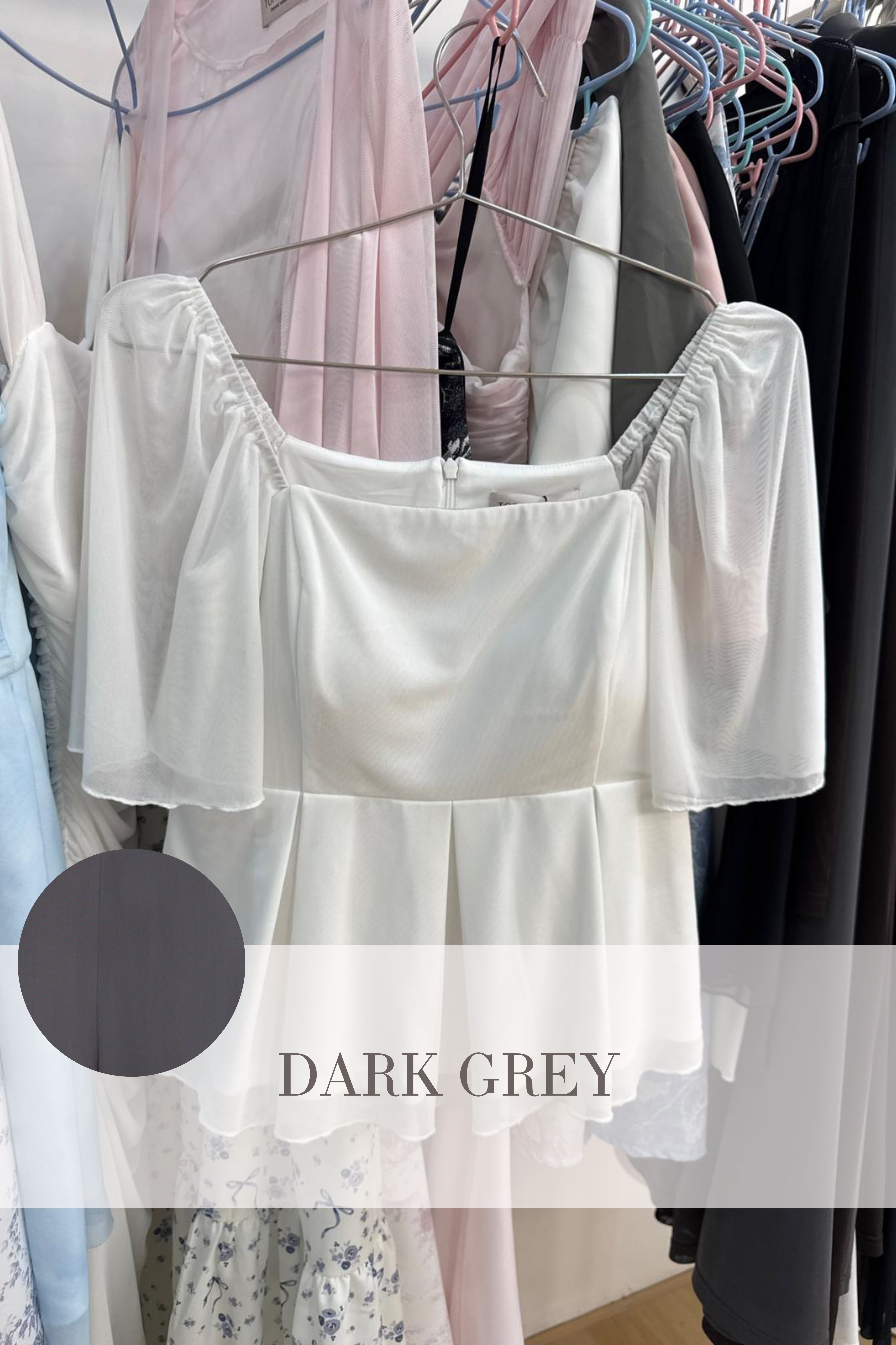 (PO ETA: END AUG) *TPZ LUXE MESH* ZELDA MESH FLUTTER SLEEVES TOP IN DARK GREY | TOPAZETTE