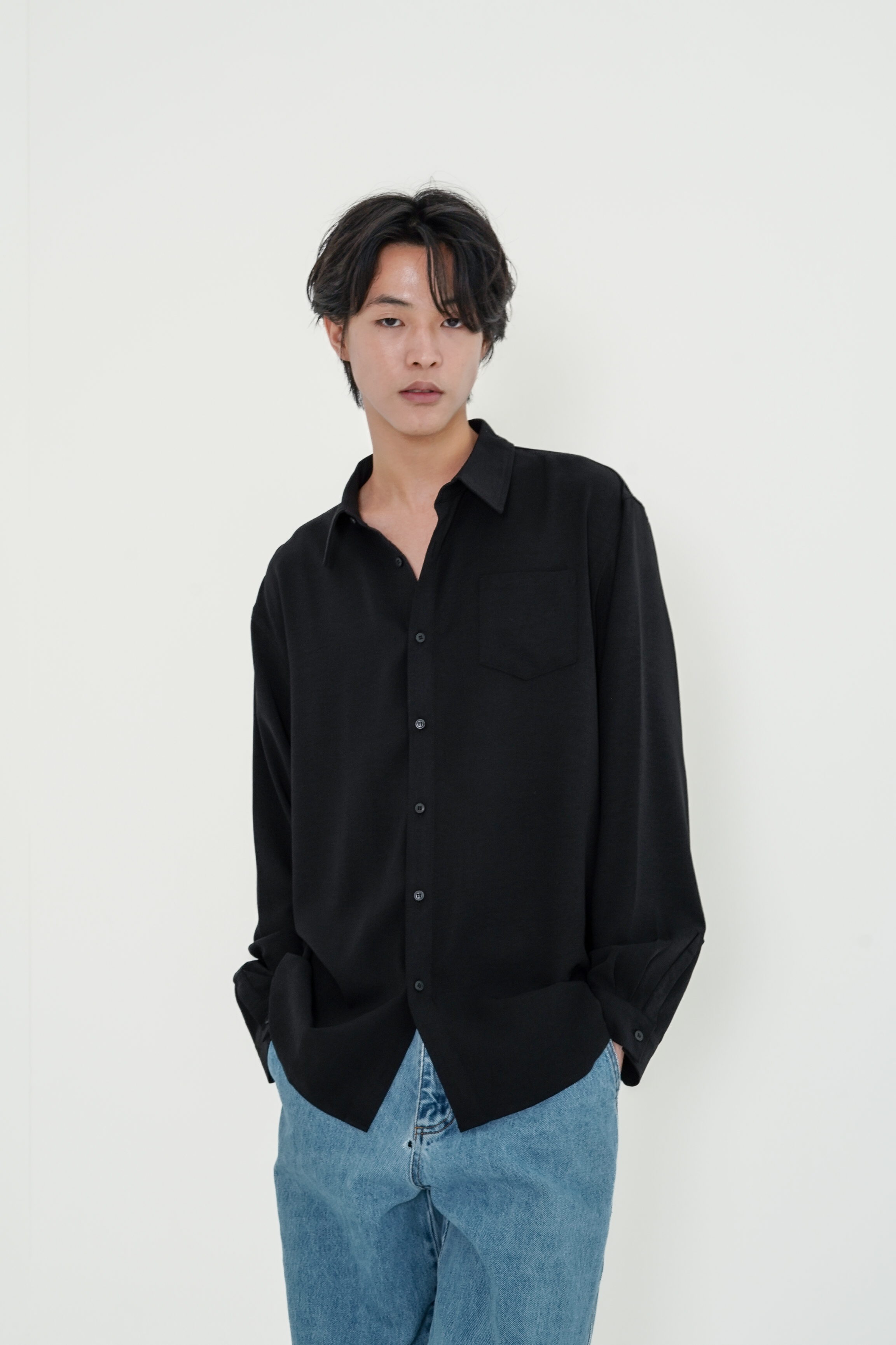 *TPZ* ZANE UNISEX LONG SLEEVES SHIRT IN BLACK | TOPAZETTE